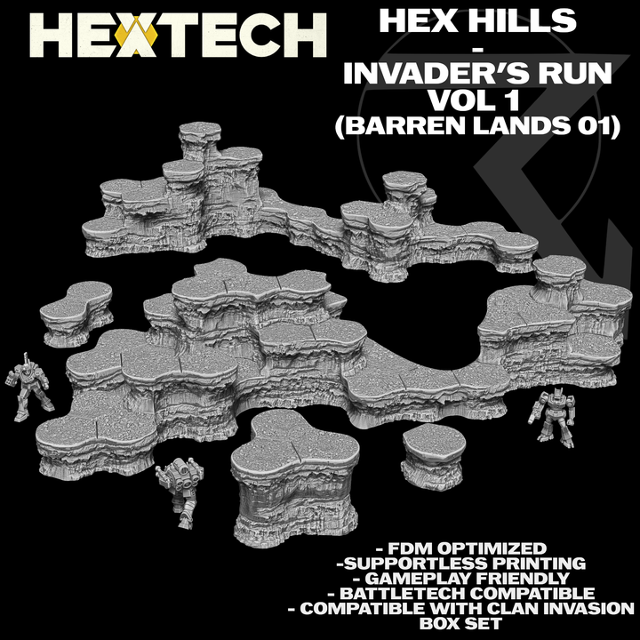 3D Printable HEXTECH - Hex Hills - Clan Invasion Box (Battletech Compatible) by Thunderhead Studio